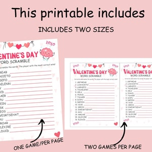Valentine's Day Word Scramble Game, Adults Valentine Party Game, Kids ...