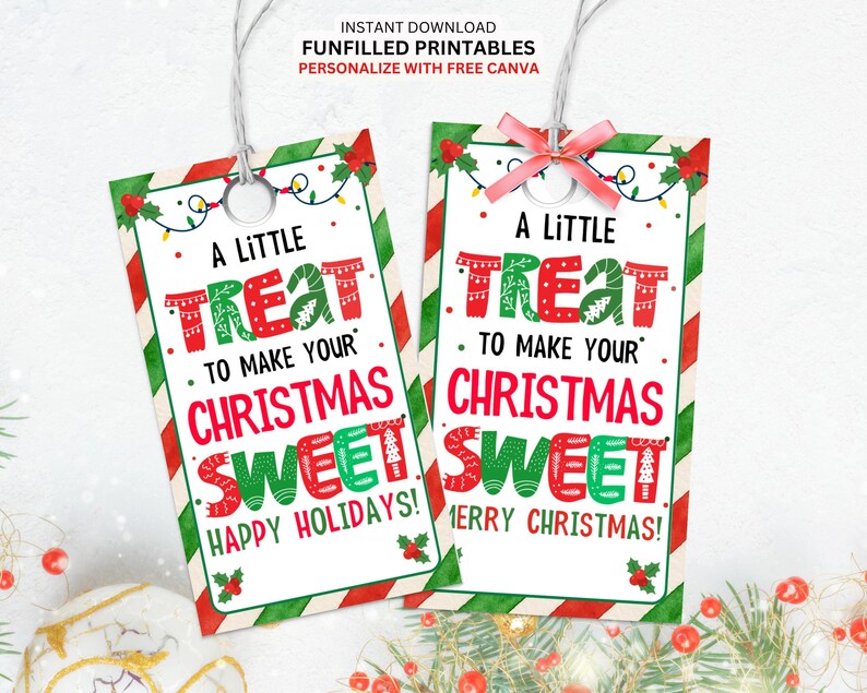 Christmas Treat Tags, Treat Bag Tags for Teachers, Kids, Students ...