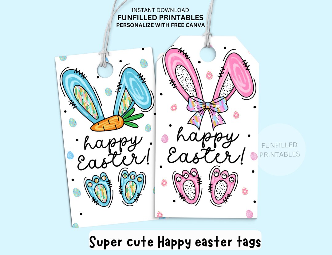 Editable Easter Gift Tags, Easter Bunny Tags for Kids Easter Treat Bag ...