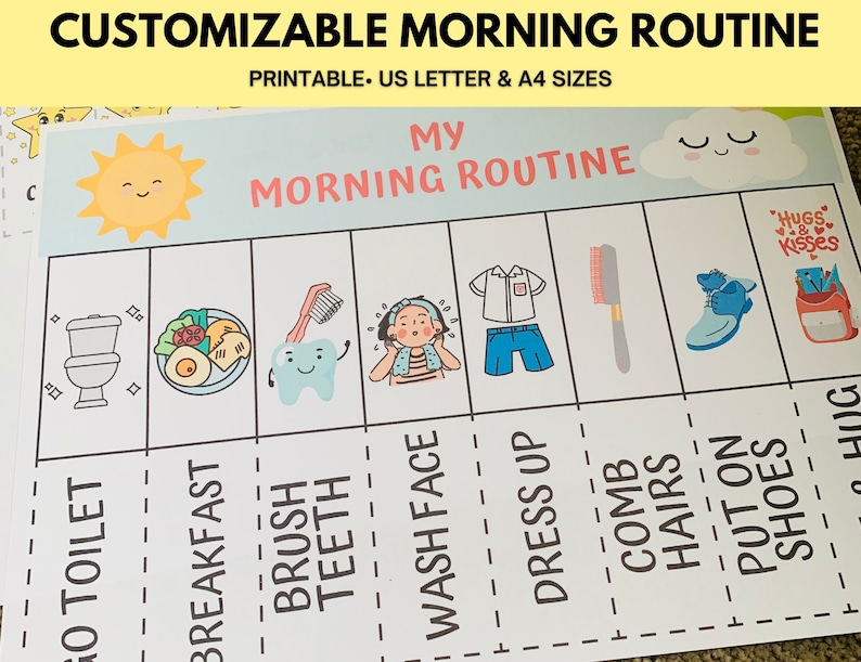 Custom Visual Morning Routine Chart for Kids Toddler Routine - Etsy