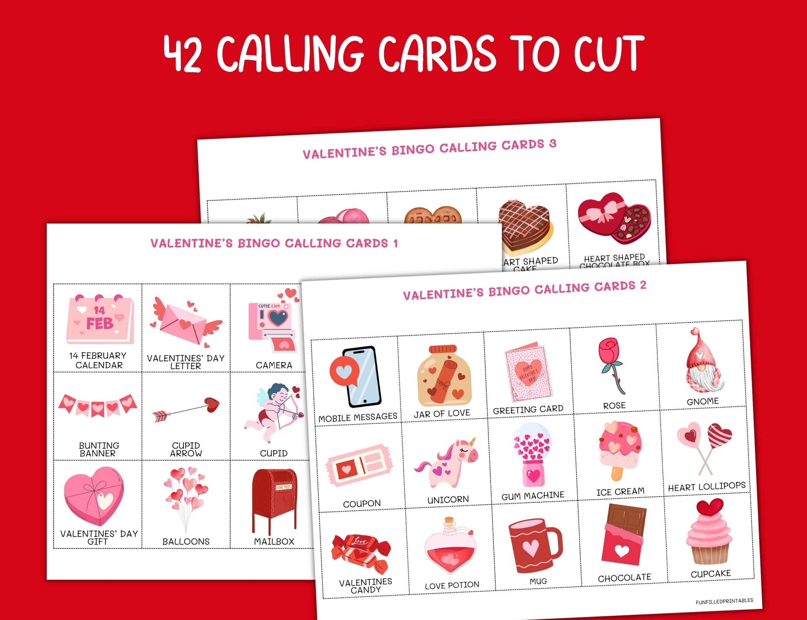 20 Valentines Day Bingo Cards, Printable Valentines Game, Valentines ...