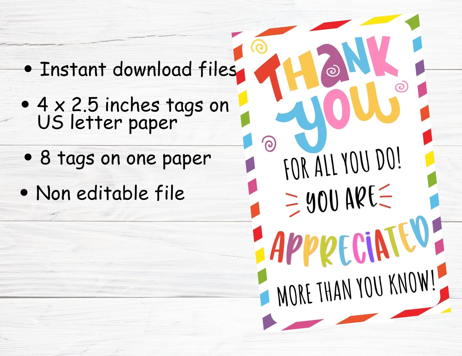 Appreciation Tags, Teacher, Employee Appreciation Day, Thank You for ...