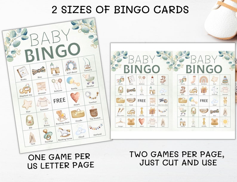 100 Greenery Baby Shower Bingo Cards, Gender Neutral Baby Bingo ...