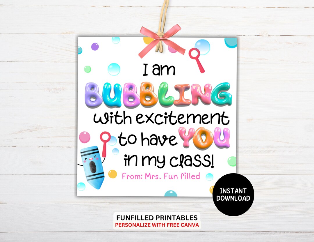 Back to School Student Gift Bubble, Bubbling With Excitement Meet the ...
