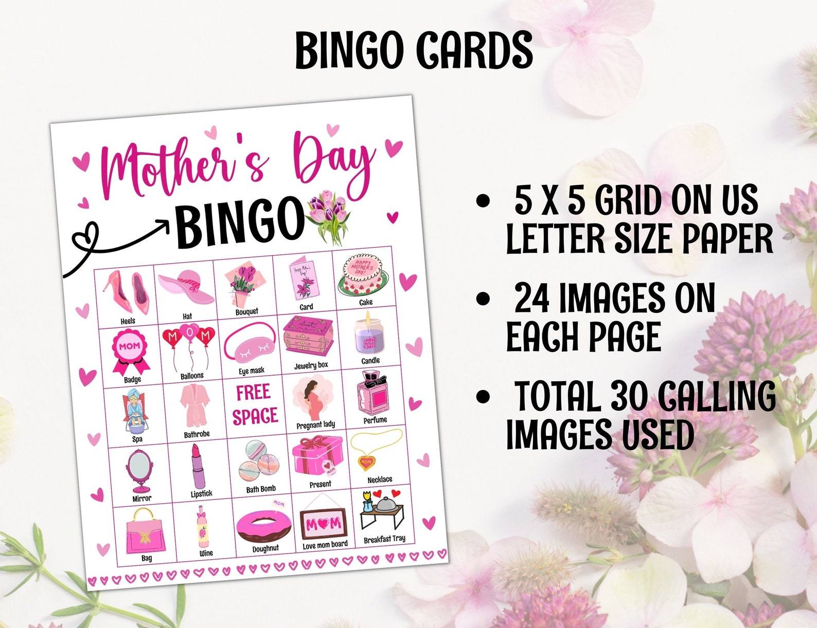 Mothers Day Game, Mothers Day Bingo, Printable, 100 Mom Bingo Cards ...