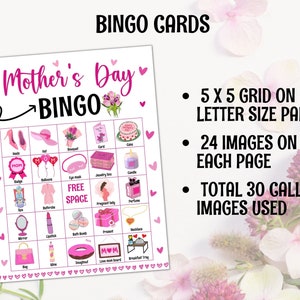 Mothers Day Game, Mothers Day Bingo, Printable, 100 Mom Bingo Cards ...