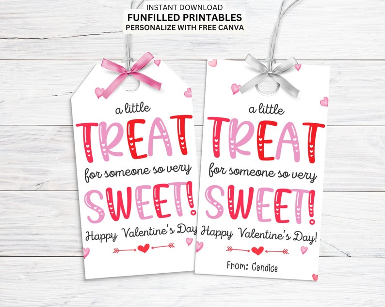 Valentines Day Tag Sweet Treat, Kids Valentine Treat Bag Tag, Teacher ...