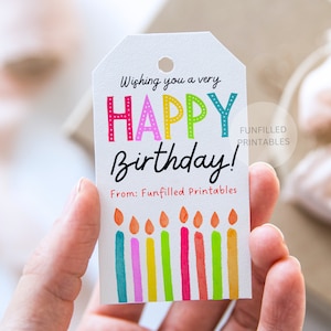 Birthday Tag Printable Happy Birthday Gift Tag Template, Watercolor ...