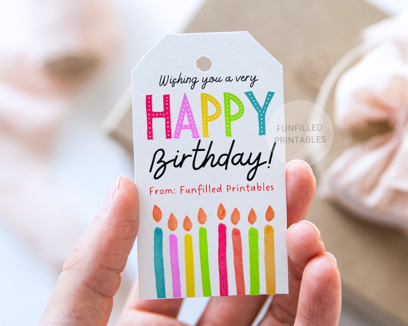 Birthday Tag Printable Happy Birthday Gift Tag Template, Watercolor ...