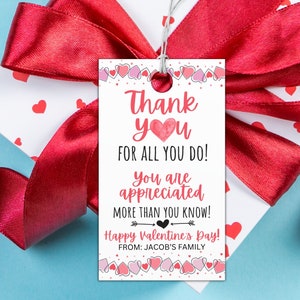 Valentines Thank You Tags, Teacher Valentines Appreciation Tags, Staff ...