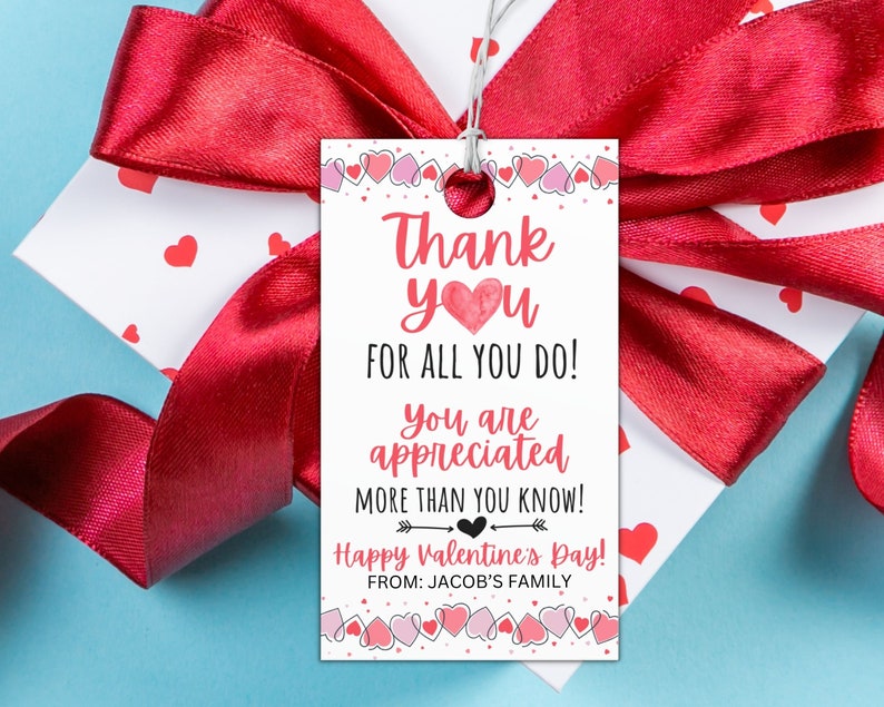 Valentines Thank You Tags, Teacher Valentines Appreciation Tags, Staff ...