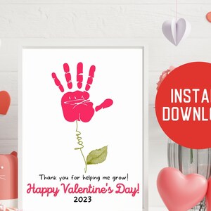 Valentines Day Flower Handprint Craft Handprint Gift From - Etsy