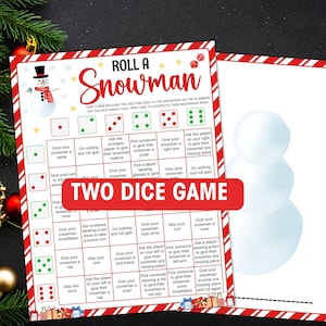 Roll A Snowman Dice Game, Kids Christmas Game Activity, Christmas Party ...