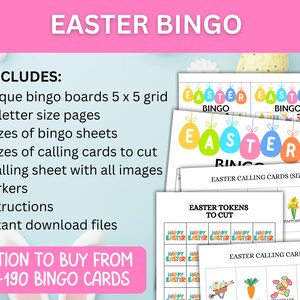 50 Easter Bingo Cards, Easter Bingo Game, Easter Activity for Kids ...