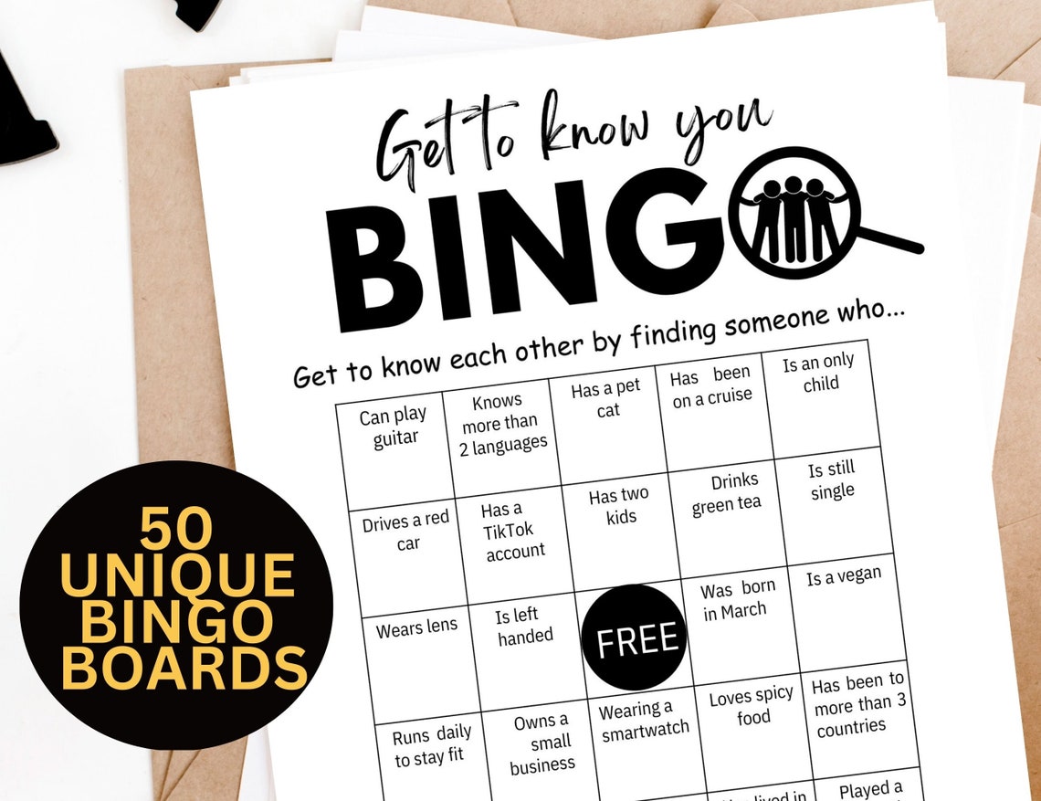 Get to Know You Bingo, Find Someone Who Bingo, Find the Guest Bingo ...