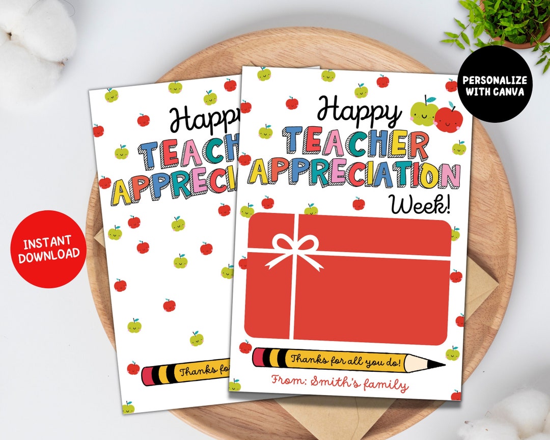 Teacher Appreciation Week Gift Card Holder, Thank You Teacher ...