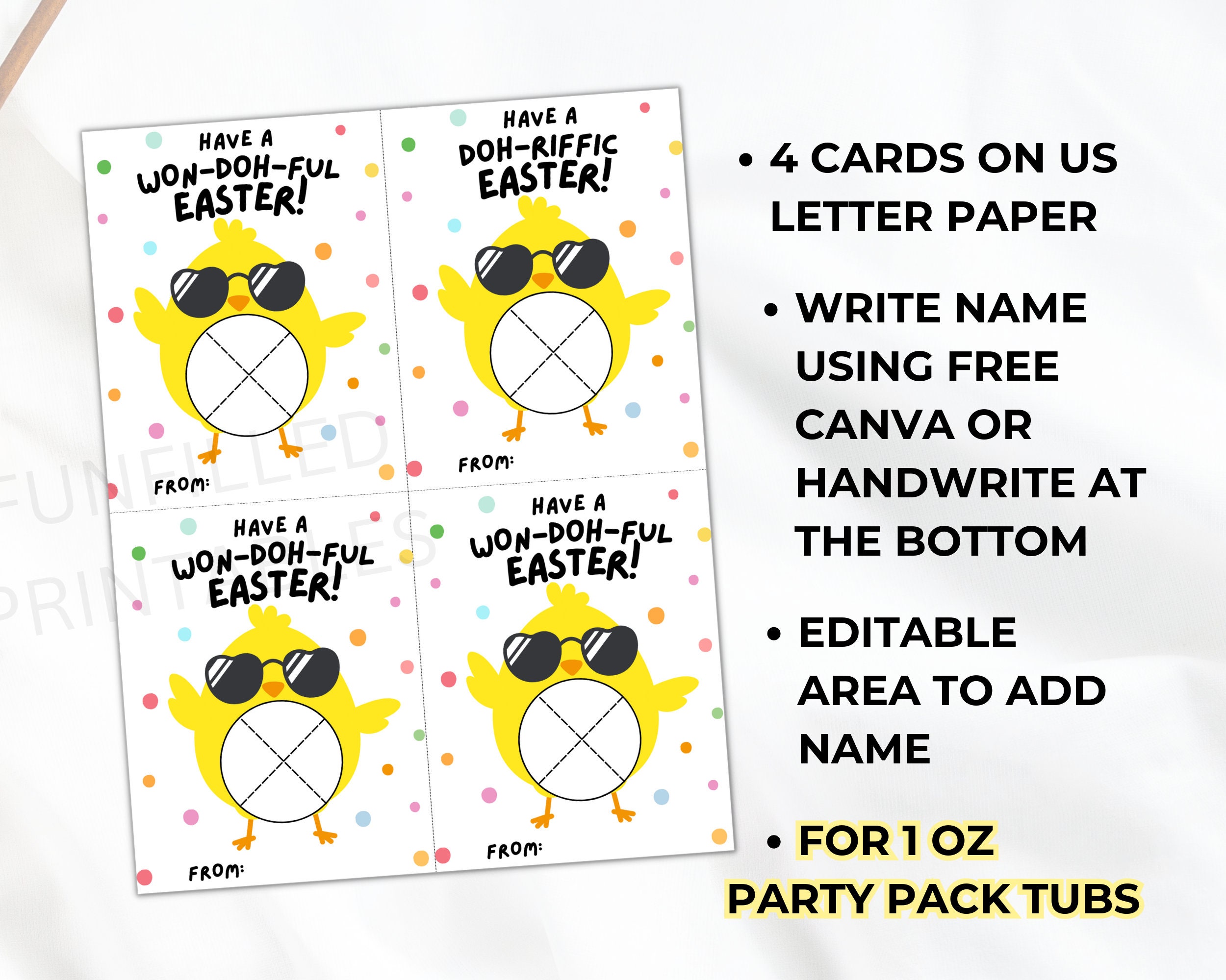 Kids Easter Play Dough Gift Card Printable, Easter Non Candy Classroom ...