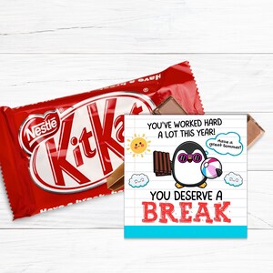End of School Year Kit Kat Favor Tags, Summer Gifts for Students, Kids ...