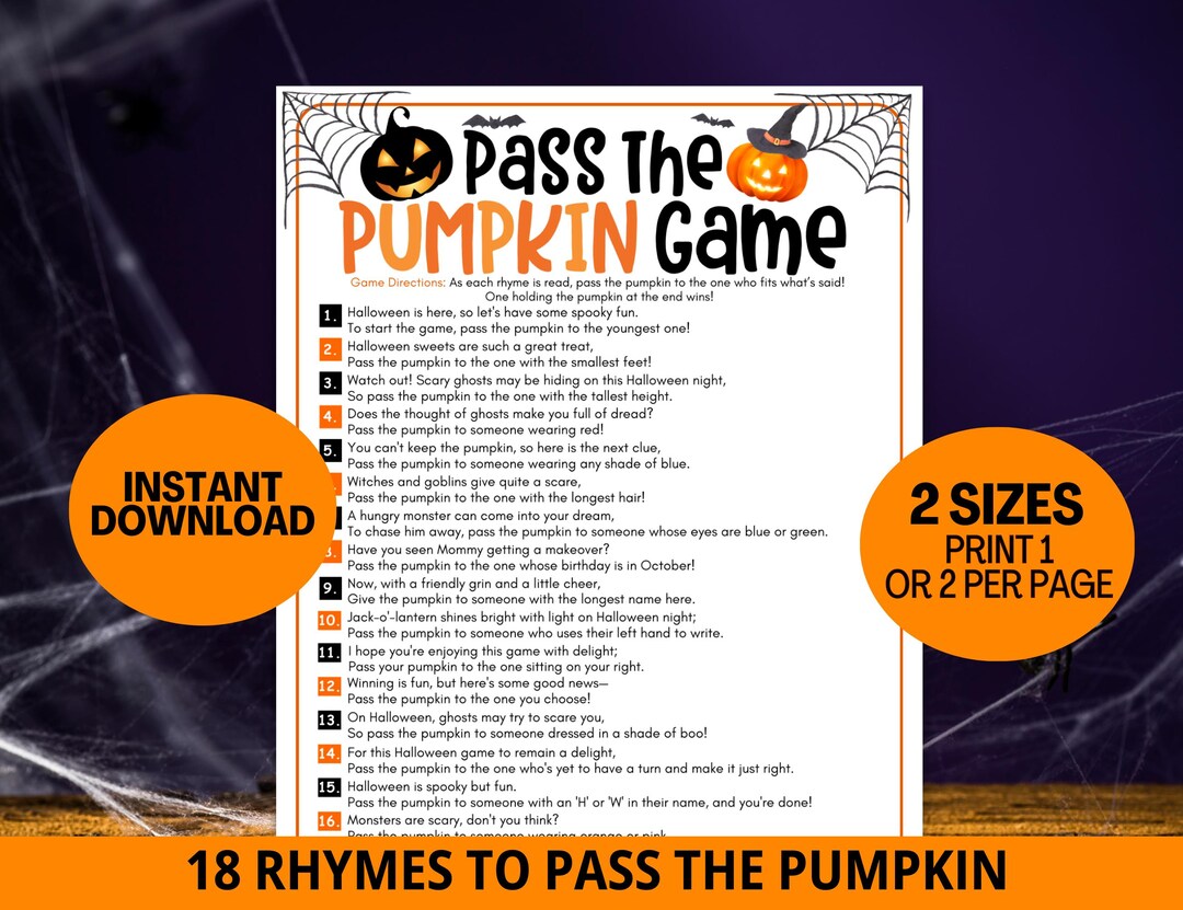 Pass the Pumpkin Game Halloween Games for Kids, Halloween Kids Party ...
