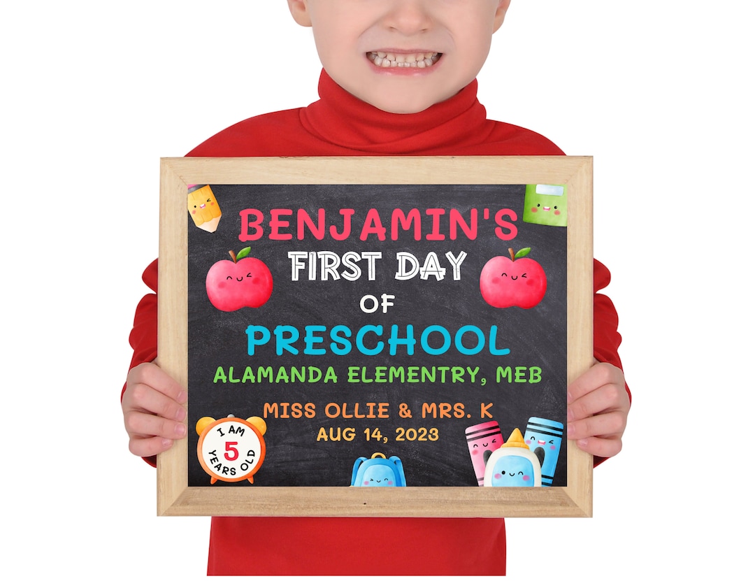 Editable Chalkboard First Day of School Sign, Back to School Photo Sign ...