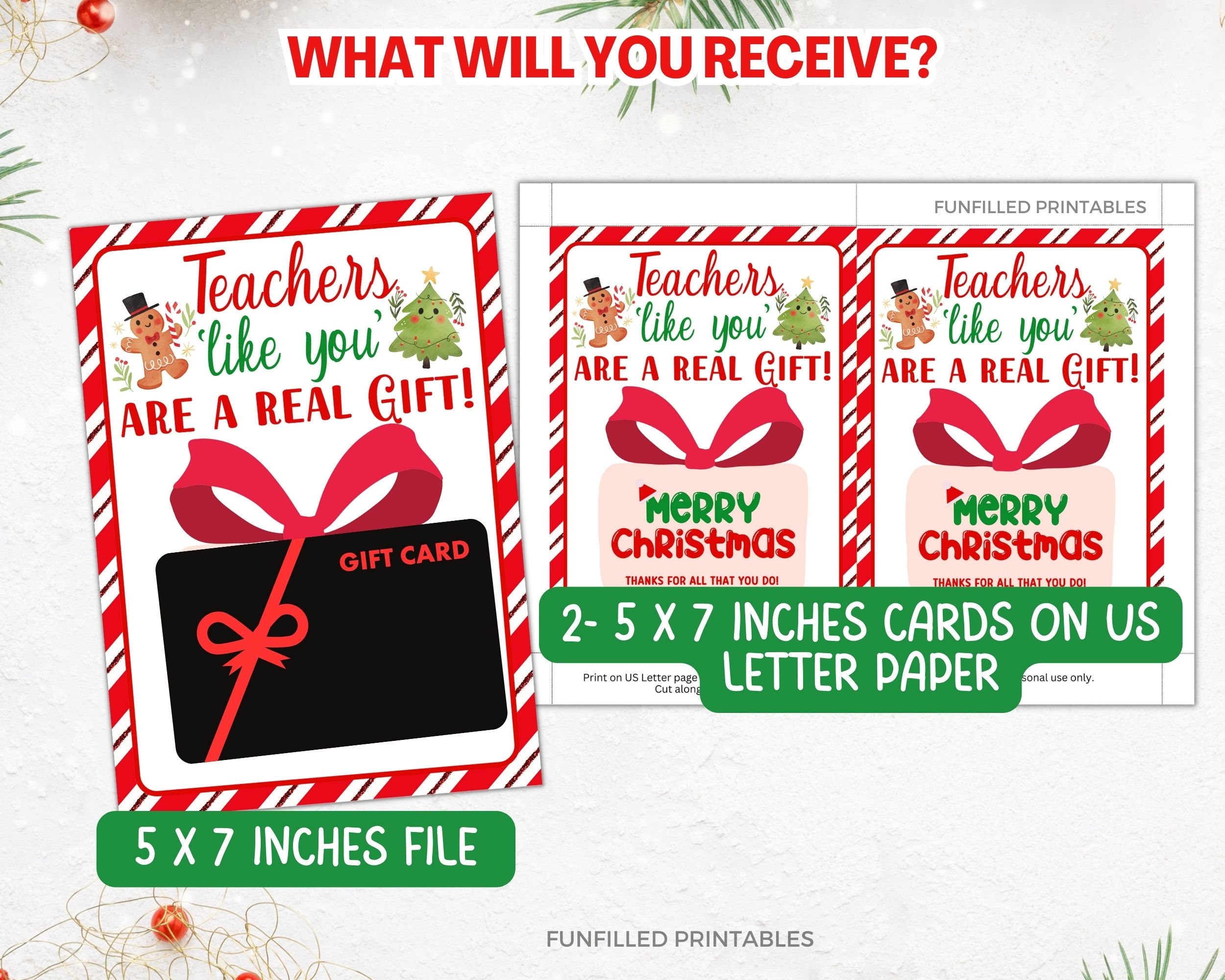 Teacher Christmas Gift Card Holder Printable, Christmas Teacher Gifts ...