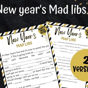 New Year's Eve Mad Libs, New Year's Game, New Years Activity for Kids ...