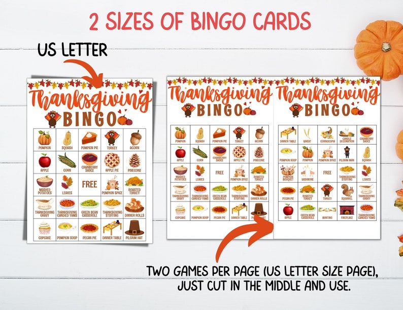 Thanksgiving Bingo, 30 Thanksgiving Bingo Cards, Thanksgiving Activity ...