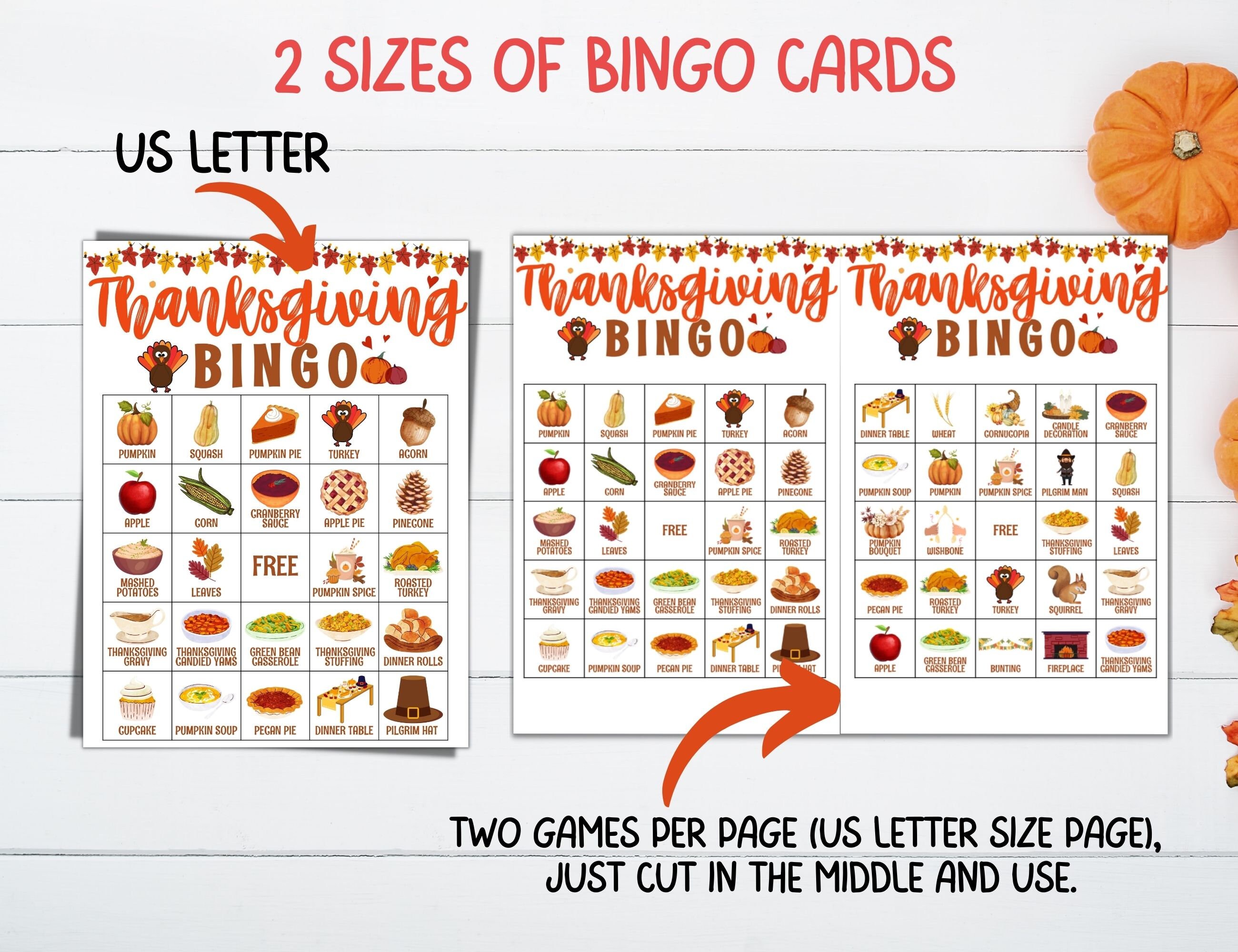 Thanksgiving Bingo, 30 Thanksgiving Bingo Cards, Thanksgiving Activity ...