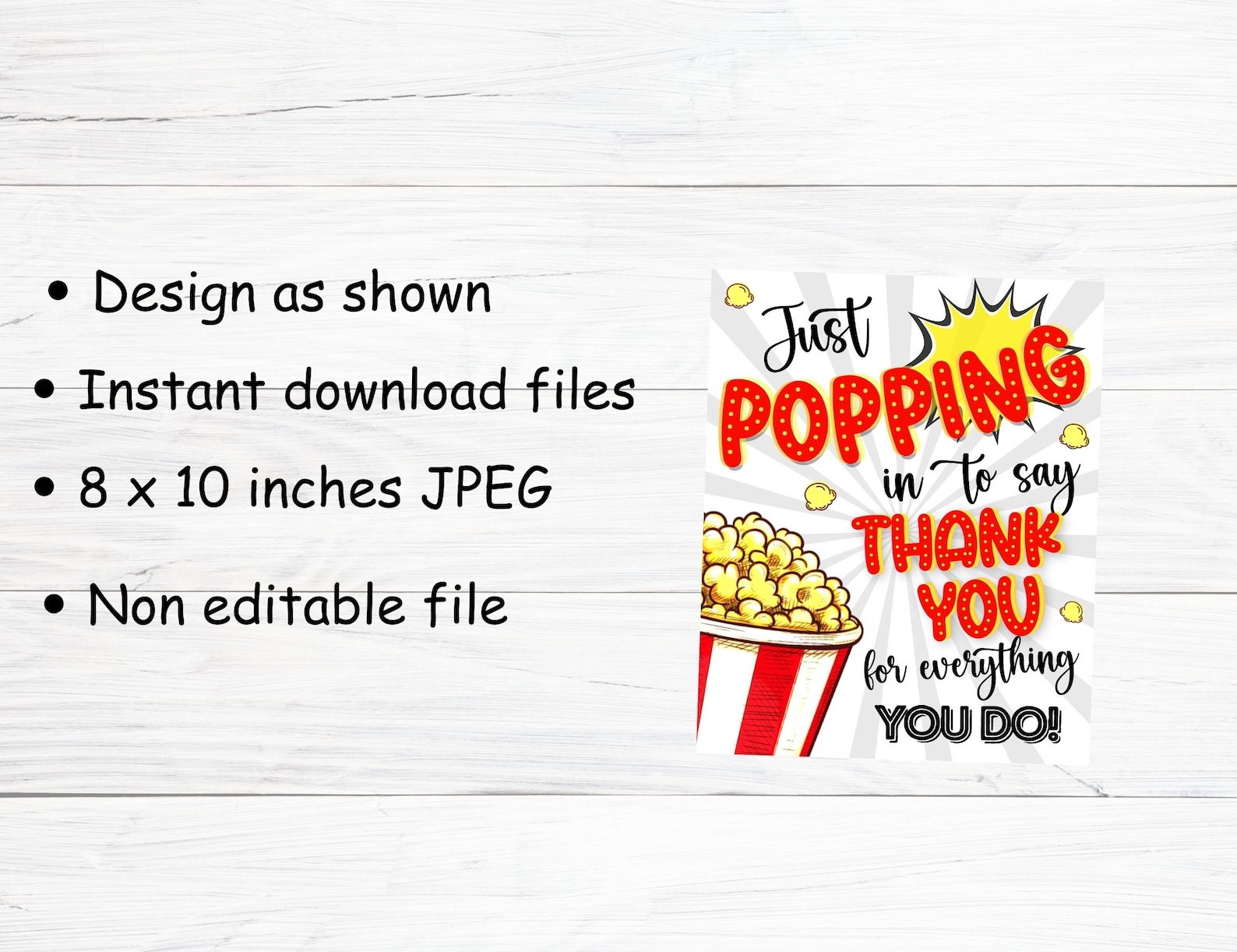 Popcorn Appreciation Sign Printable Teacher Appreciation - Etsy