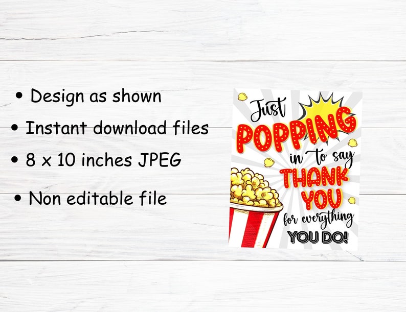 Popcorn Appreciation Sign Printable Teacher Appreciation - Etsy