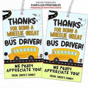Bus Driver Appreciation Gift Tag, School Bus Driver Tag, End of Year ...