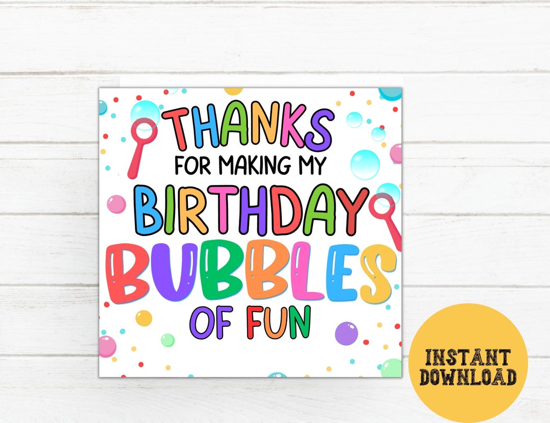Bubbles of Fun Bubble Party Favors Tags, Birthday Party Favors, Bubble ...