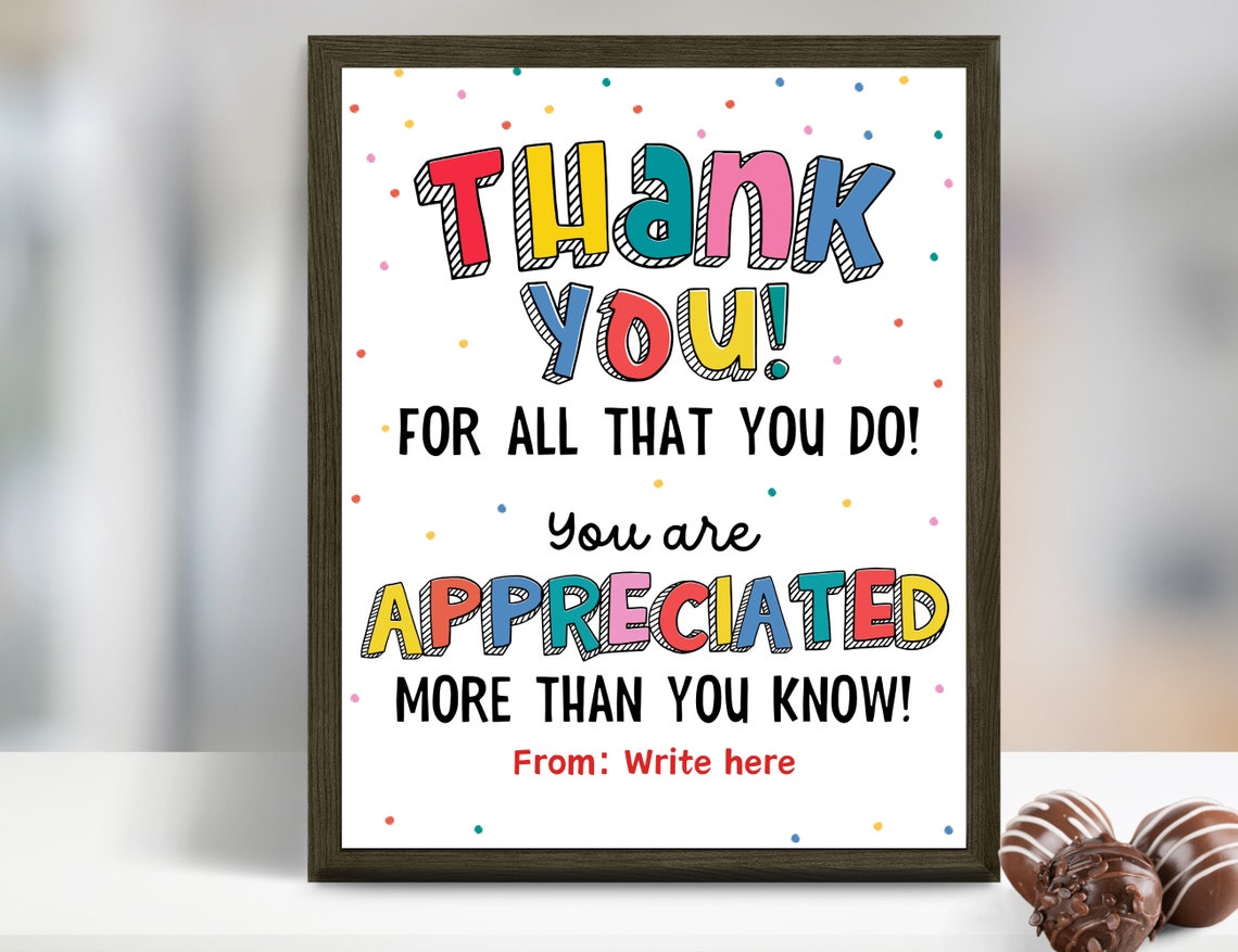 Teacher Staff Appreciation Sign, Teacher Appreciation Week, Thank You ...