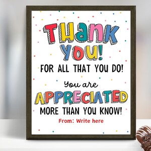Teacher Staff Appreciation Sign, Teacher Appreciation Week, Thank You ...