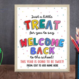 Welcome Back to School Sign Printable Treat Tags, First Day of School ...