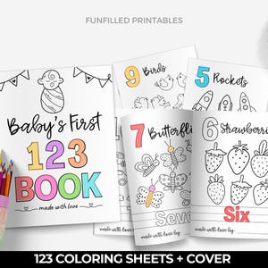 123 Baby Shower Coloring Book, Baby's First Number 123 Book, Baby ...
