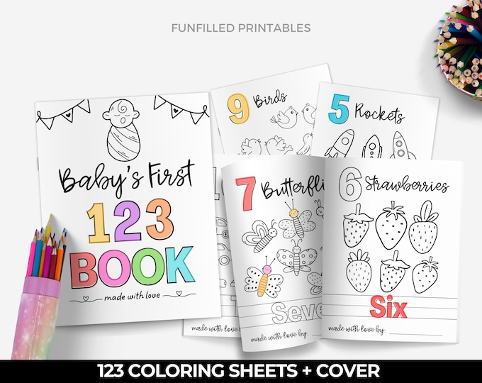 52 Pages ABC Baby Shower Coloring Book, Baby's First ABC Book,bears ...