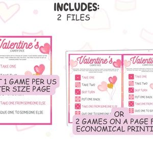 Valentines Day Candy Dice Game, Printable Valentine Games for Kids ...