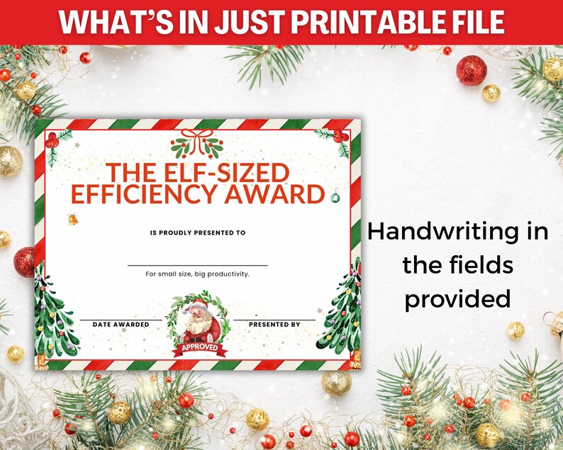 Funny Employee Awards Christmas, Holiday Certificates, Editable Office ...