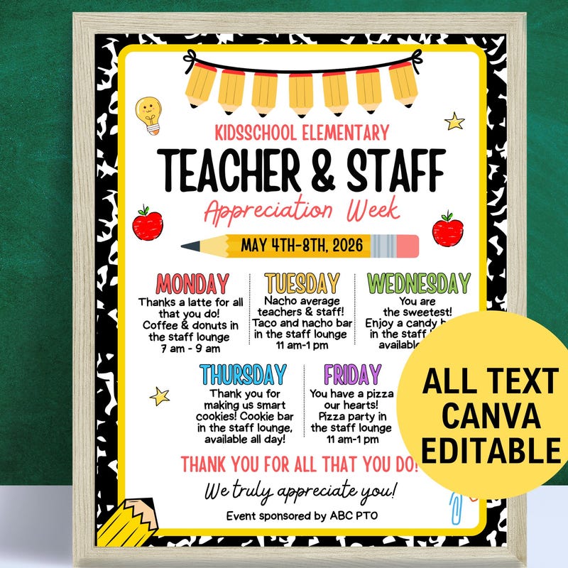 Teachers Appreciation Week 2026 Flyer - Etsy