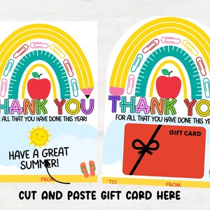 End of Year Gift for Teacher Summer Teacher Gift Card Holder, Thank You ...