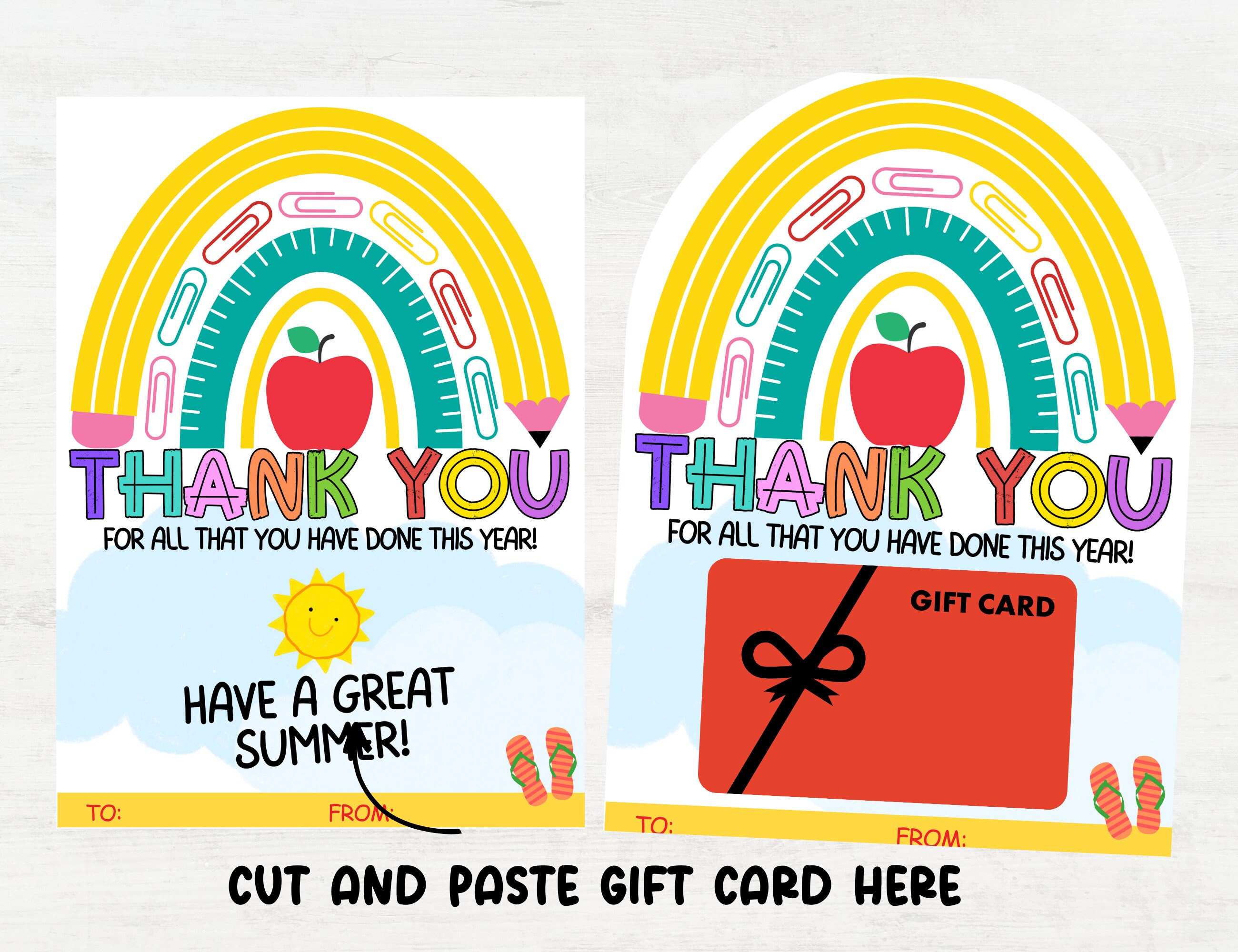 End of Year Gift for Teacher Summer Teacher Gift Card Holder, Thank You ...