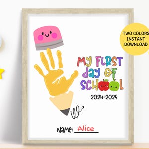 First Day of School Handprint Art, Kindergarten Preschool Handprint ...