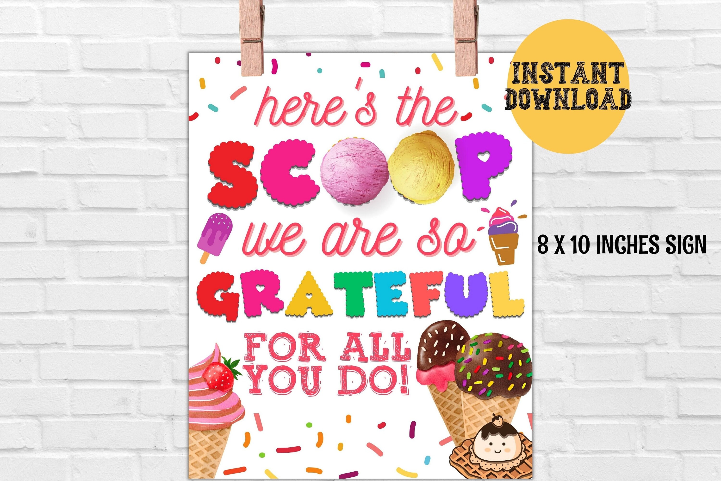Ice Cream Appreciation Sign Printable Teacher Staff - Etsy Australia