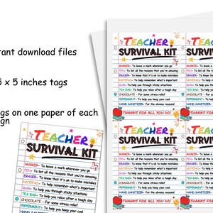 Teacher Survival Kit Gift Tag, Back to School Teacher Gift, Teacher ...