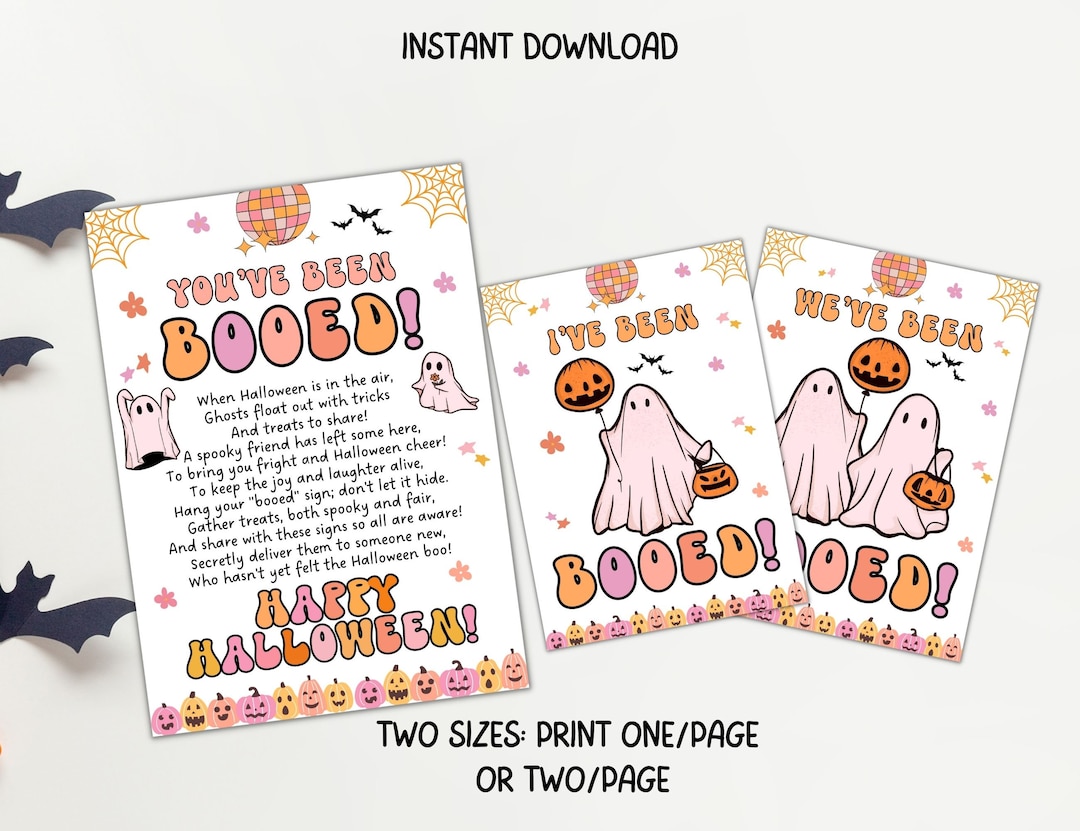 You've Been Booed Sign Printable, Retro Booed Kit, Cute Halloween ...