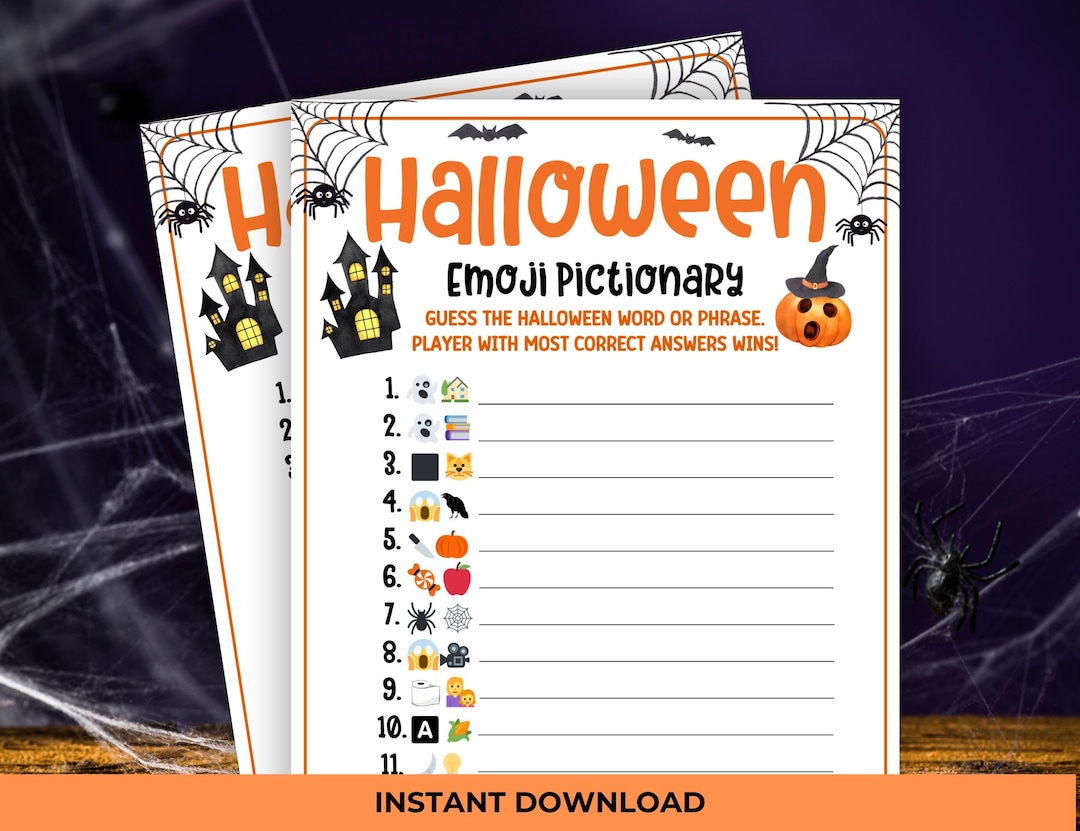 Halloween Emoji Pictionary Game, Halloween Games for Kids Teens Adults ...