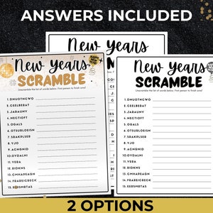 New Years Word Scramble Game Printable, New Years Eve Party Game for ...
