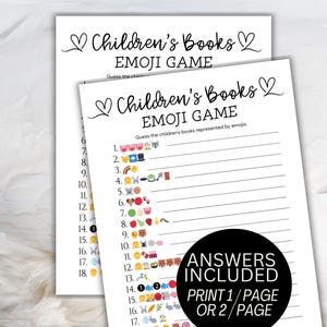 Children's Book Emoji Game, Baby Shower Emoji Game, Children's Book ...