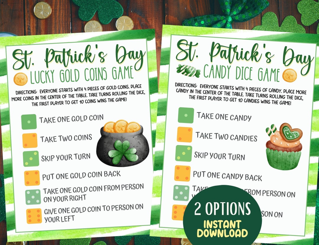 St Patricks Games Candy Dice Game for Kids, St. Patricks Day Pot of ...